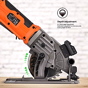 AIOPR 4Amp 4-1/2" Mini Circular Saw with Laser Guide, 24T TCT Blade (76602L)