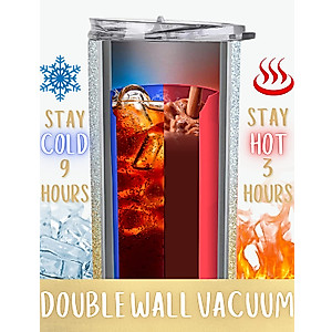 Onebttl Australian Shepherd Gifts for Women, Aussie Mom Gifts, 20 oz Glitter Silver-Gold Insulated Tumbler - Best Aussie Mom Ever