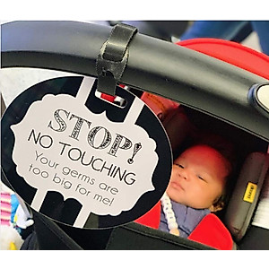 No Touching Baby Car Seat Sign for Newborn Car Seat or Stroller (Black & White)