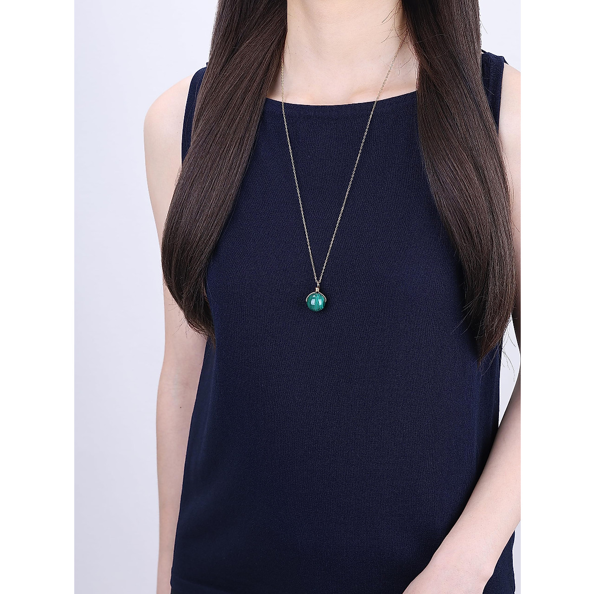 COAI 16mm Malachite Green Stone Pendant Necklace for Women