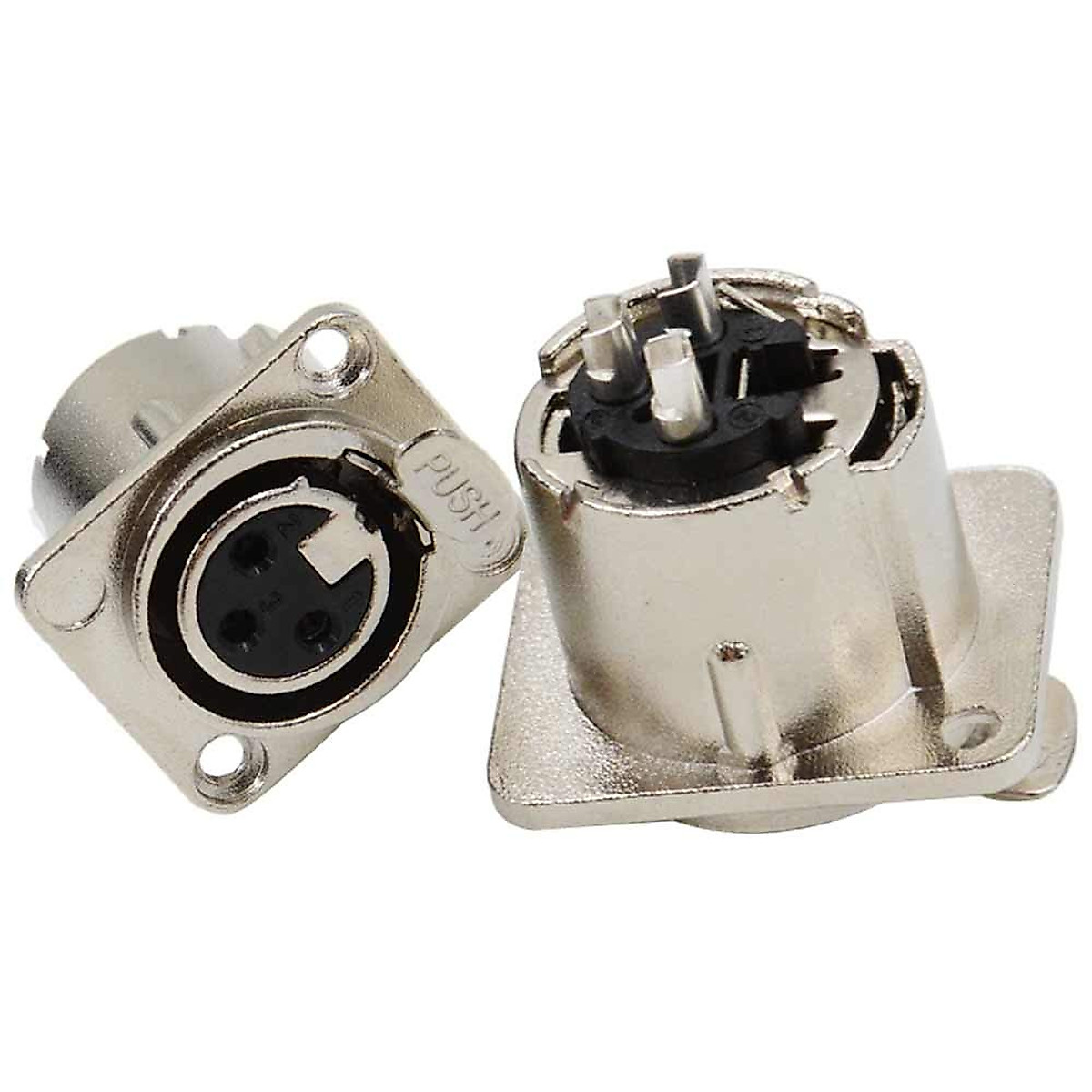 BNKENX 2Pack XLR Female Jack 3 Pin XLR 3 Pin Female Chassis Panel Mount Socket Connector XLR Jack Socket Chassis XLR Wire Connector Microphone Audio Professional Quality Nickle Plated Connector