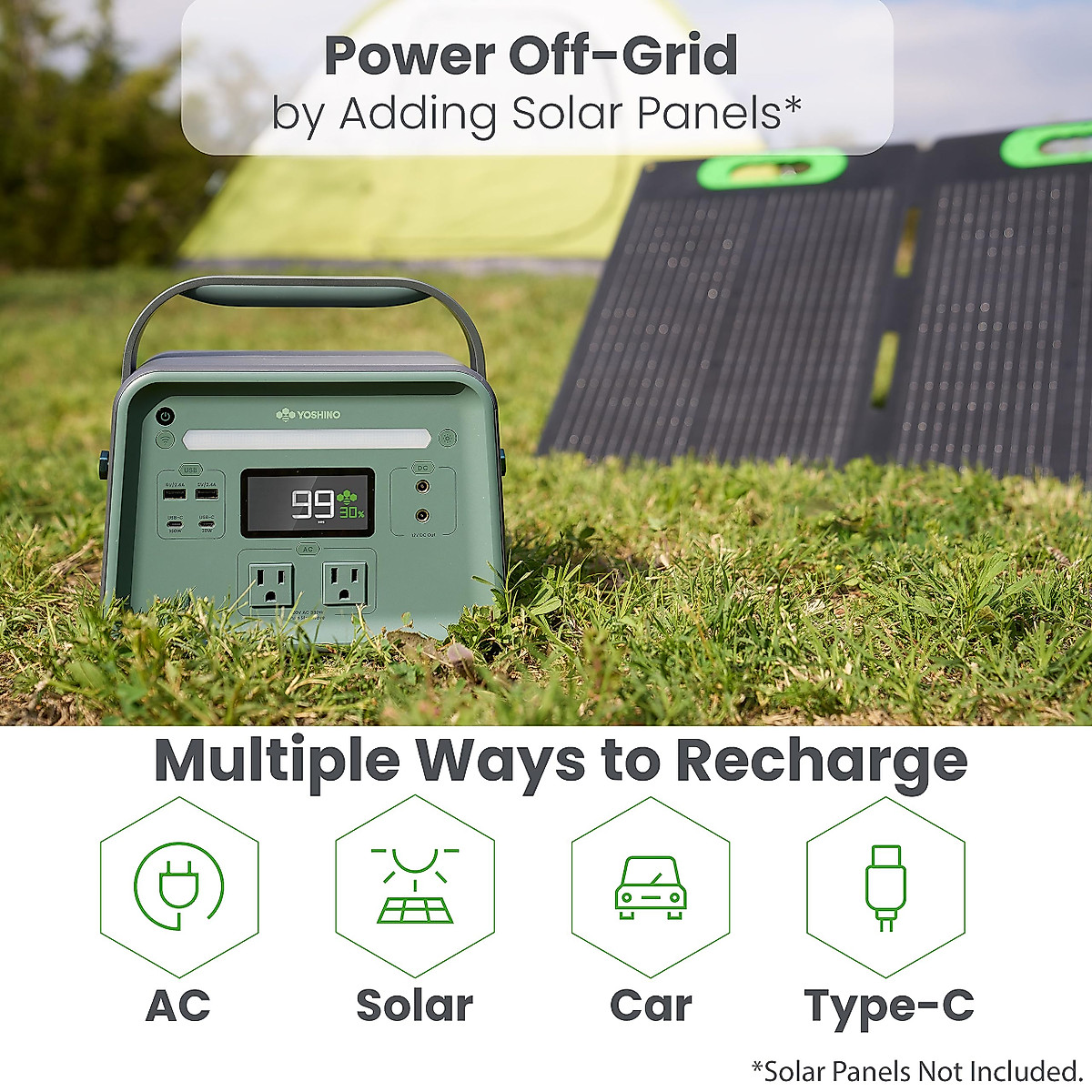 Yoshino B330 SST True Solid-State Portable Power Station 241Wh, Solar Optional Generator, Recharges from 0 to 80% in 2 hours for Emergency, Recreation, Outdoor, Camping