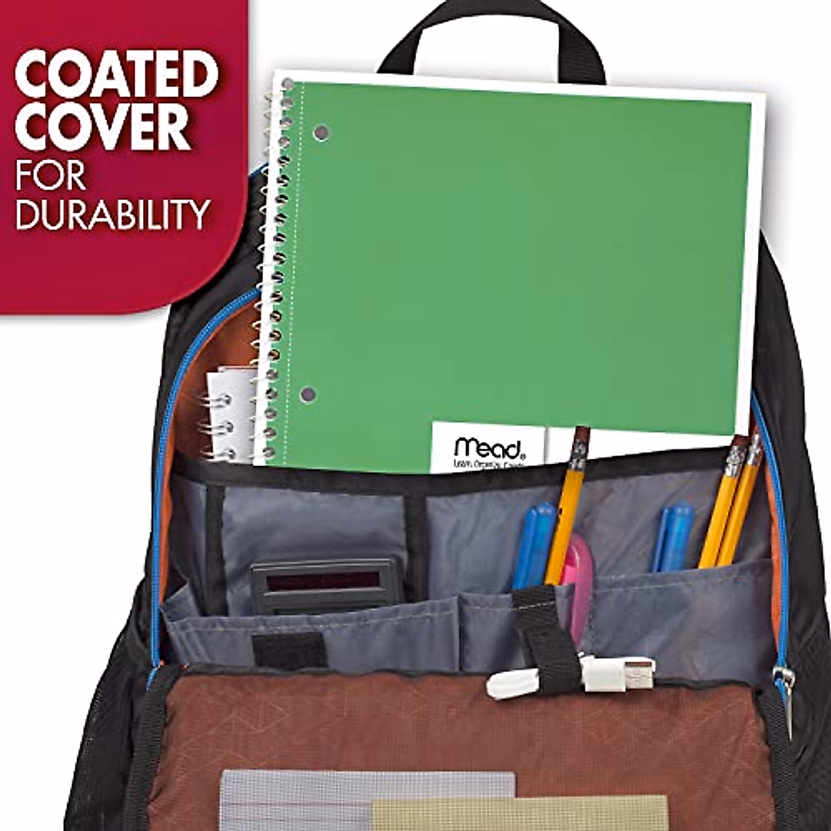 Mead Spiral Notebooks, 12 Pack, 1-Subject, Wide Ruled Paper, 10-1/2" x 8", 70 Sheets per Notebook, Assorted Colors (73699)