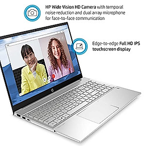 HP Pavilion 15.6" FHD Touchscreen Laptop, AMD Ryzen 7-5825U Processor (Beat i7-1180G7),32GB RAM, 1TB PCIe SSD, Wi-Fi 6, Backlit Keyboard, HDMI, Webcam, Bluetooth, Windows 11 Home, Silver