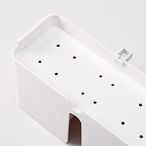 Cetomo Wall Mounted Storage Organizer, Adhesive Self-Draining Shower Caddy, Plastic Shelf with 3 Compartments and Removable Drain Tray for Toiletries Kitchen Utensils Bathroom Cabinet, White