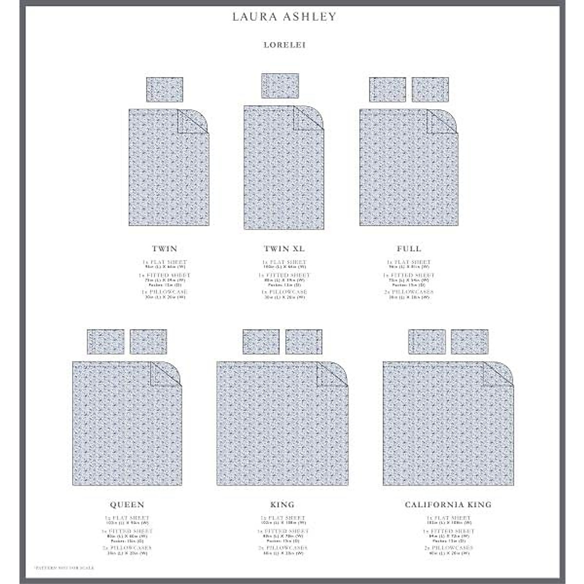 Laura Ashley Home - Queen Sheets, Soft Sateen Cotton Bedding Set - Sleek, Smooth, & Breathable Home Decor (Lorelei Dark Blue, 4 pcs, Queen)