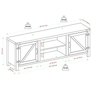 Walker Edison Georgetown Modern Farmhouse Double Barn Door TV Stand for TVs up to 80 Inches, 70 Inch, Grey Wash, Without Fireplace