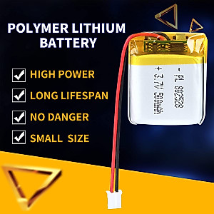 YDL 3.7V 480mAh 802528 Lipo Battery Rechargeable Lithium Polymer ion Battery Pack with PH2.0mm JST Connector