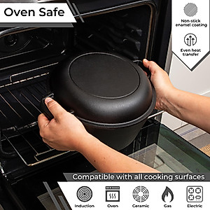 Pre-Seasoned Cast Iron Dutch Oven Casserole Pot - Cast Iron Skillet Lid – 2 in 1 Cooking Cookware Pan Set – Dutch Oven Pot with Lid – Black, 5 Quarts, 26cm – by Nuovva