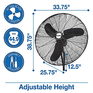 Air King 9070 30-Inch 1/3-Horsepower Industrial Grade Wall Mount Fan, Black Finish
