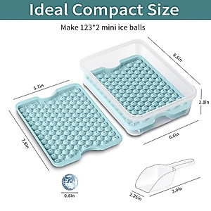 ARTLEO Mini Ice Cube Tray, Round Ice Ball Maker Mold for Freezer with Bin & Scoop, Upgraded Small 123x2 PCS Tiny Ice Cube Tray Easily Release for Chilling Drinks, Coffee, Cocktail, Juice, BPA Free