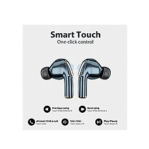 Wireless Bluetooth Earbuds Headphones in Ear with Mic.Touch Control LED Display (Black) High Sound Quality Wireless Earbud, Deep Bass Stereo Bluetooth Earbud with HD Mic(Blue) (AC697N)