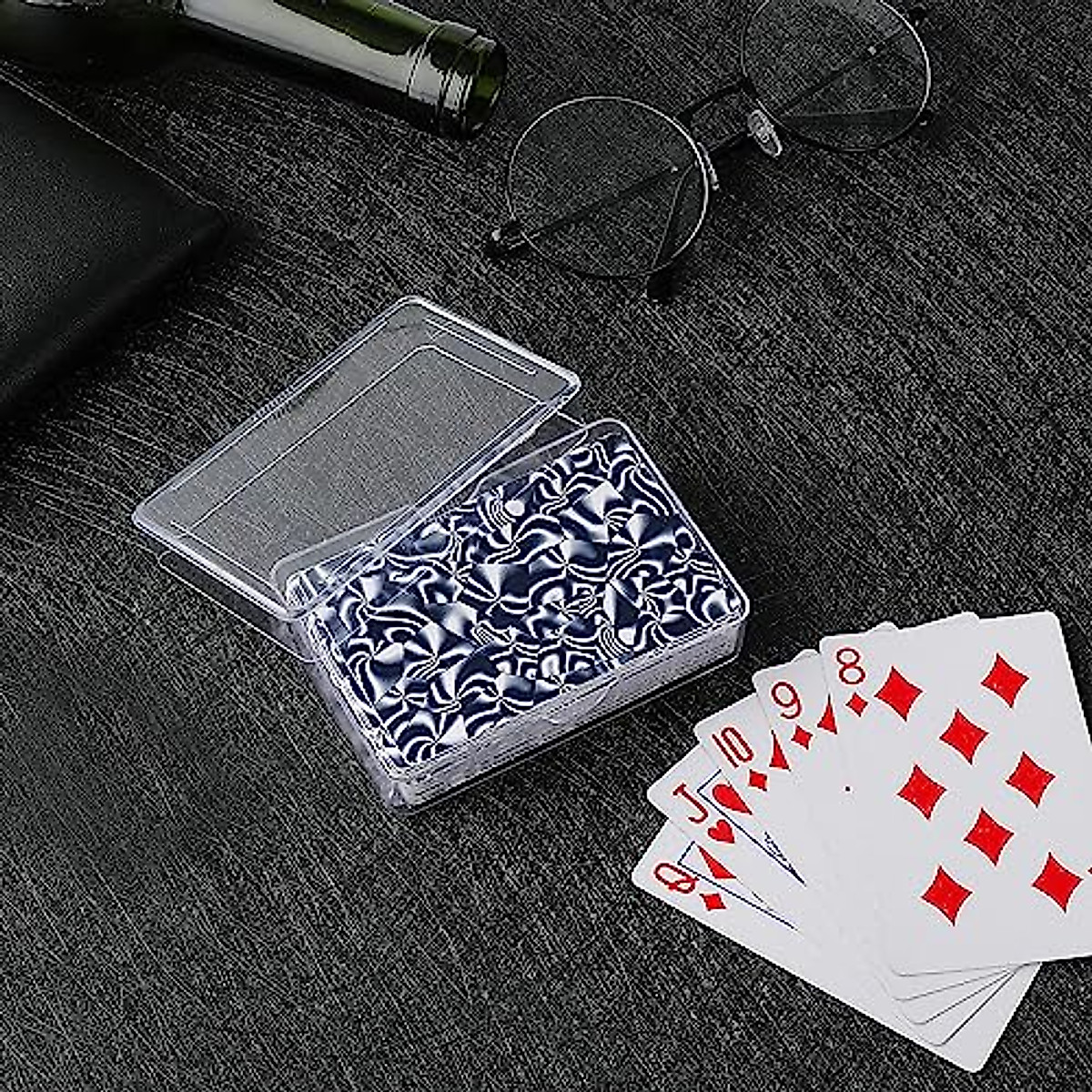 Grevosea 6 Pieces Clear Playing Card Boxes, Playing Card Case Snaps Closed Card Holder Organizer Plastic Card Deck for Gaming Cards, Business Card Storage 3.7 X 2.6 X 0.83 Inch