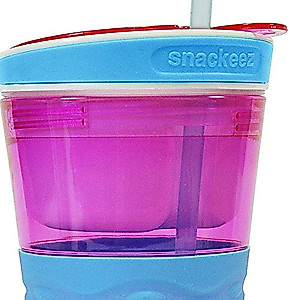 Snackeez Travel Snack & Drink Cup with Straw, Pink, Large (Pack of 1)