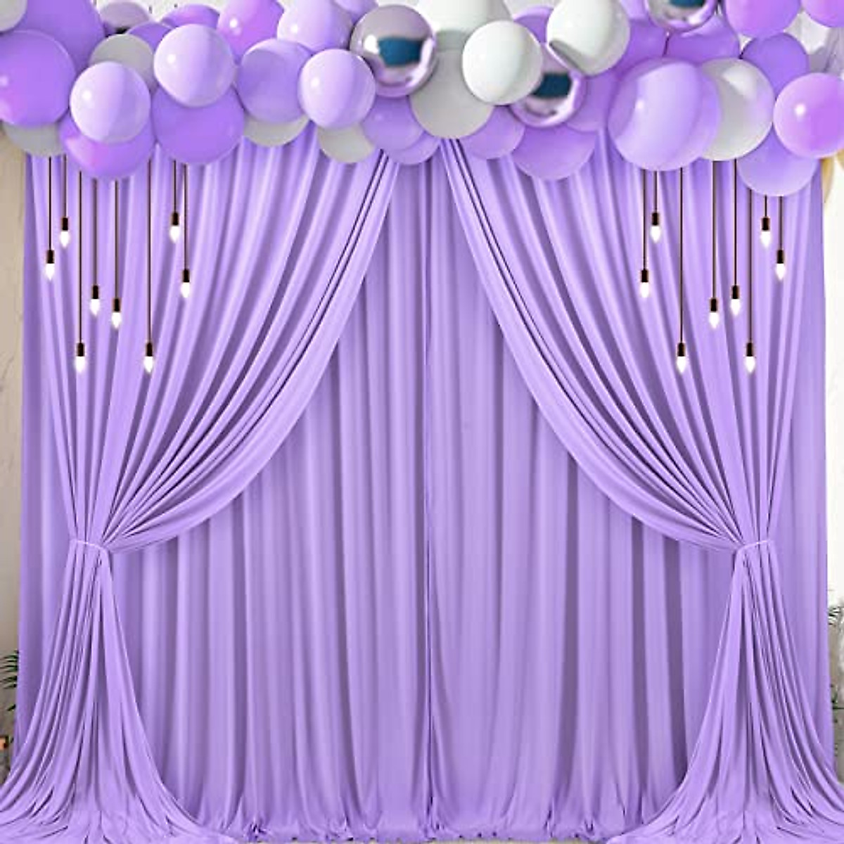 10x10 Lavender Backdrop Curtain for Parties Wedding Wrinkle Free Light Purple Photo Curtains Backdrop Drapes Fabric Decoration for Baby Shower Photoshoot 5ft x 10ft,2 Panels