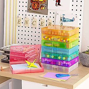 iBune Large 5x7 Photo Storage Box, 8 Inner Photo Cases Store up to 1000 Pictures, Photo Organizer with Zipper Cloth Bag, Cards Craft Keeper with Handle for Photo Cards Seed Storage, Rainbow