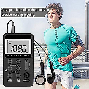 TBESTOACC AM FM Portable Pocket Radio, Personal Walkman, Mini Digital Tuning Radio with Rechargeable Battery, Earphone, Lock Screen for Walk/Jogging/Gym/Camping