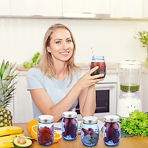 Pinkunn 12 Pcs Mason Jars with Lids 16 Oz Regular Mouth Pint Canning Jars Vintage Glass Jars Bulk Airtight Multifunction Mason Jars for Storage Canning Pickling Preserving Fermenting (Dark Blue)