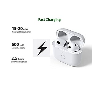 Newest Replacement Charging Case Compatible with AirPod 3rd Generation, Air pods 3 (Not for Airpod Pro) with Pairing Sync Button Without Earbuds, White