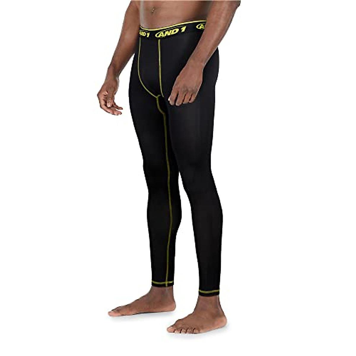 AND1 Men's Performance Leggings - Athletic Compression Base Layer Tights (Size: S-XL), Size X-Large, Black