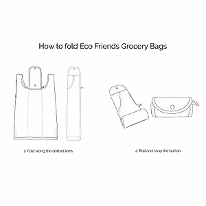 Foldable Cotton Grocery Bags, Eco Bags, Reusable Shopping Bags, 100% Biodegradable, Zero Waste Home, All-Natural Canvas Tote Bags, Large 15" x 18", Nylon Free, Polyester Free (Set of 2)