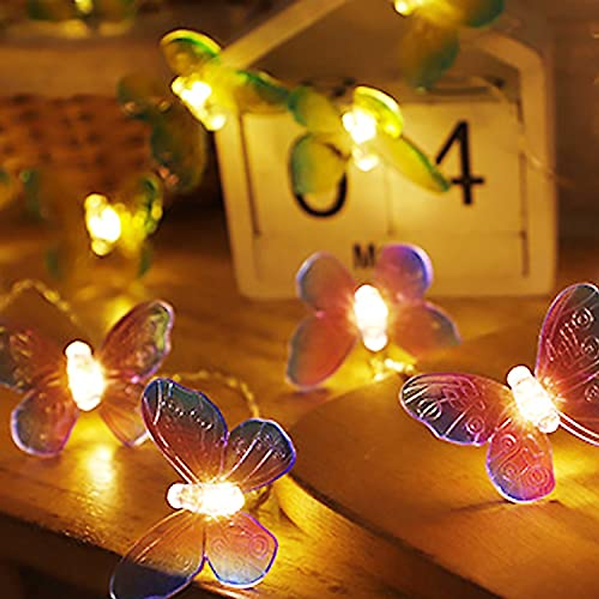 AMZSTAR Butterfly String Lights, 10ft 20 LEDs Battery Operated Night Light Copper Wire Fairy Light Decor indoor for Bedroom Party Garden Wedding Decoration (Purple)