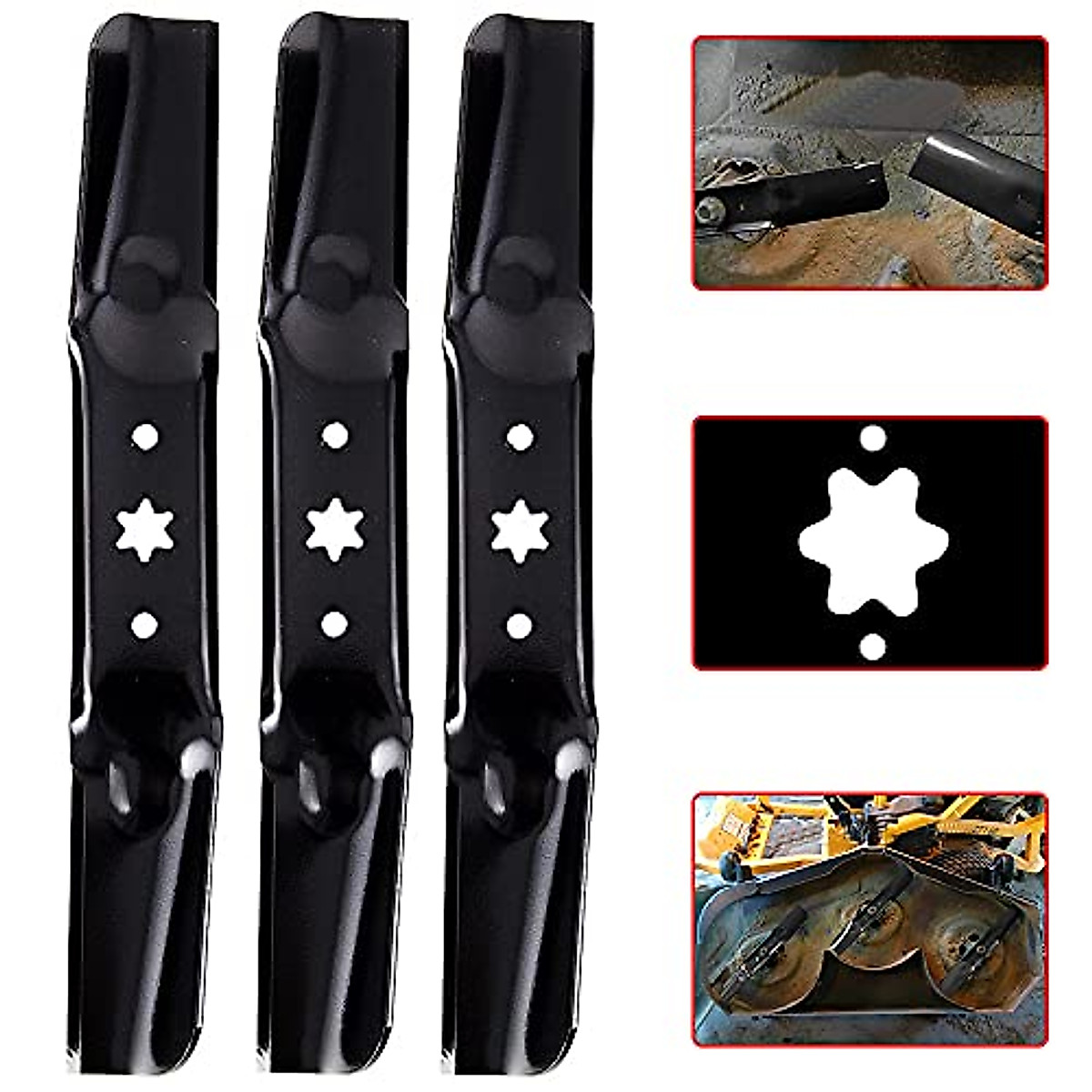 ELITEWILL 3 Pack Lawn Mower Blades 2-in-1 Fit for Cub Cadet/MTD 742-05052A / 942-05052A,RZT-L50 S50 XT1 XT2 LT50 GT50 Lawn Tractor 50" Rotary Deck - Blades Have to Be Sharpened