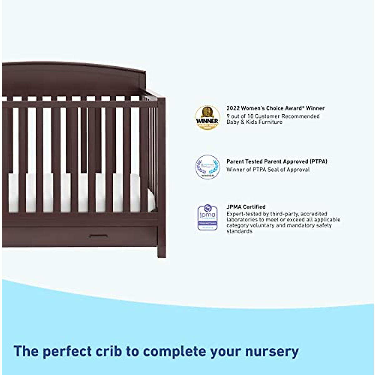 Graco Benton 5-in-1 Convertible Crib with Drawer (Espresso) - Converts from Baby Crib to Toddler Bed, Daybed and Full-Size Bed, Fits Standard Full-Size Crib Mattress, Adjustable Mattress Support Base