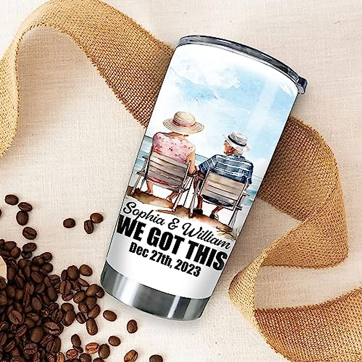 KOBALO Cheering 50th Anniversary Tumbler to Newlywed Couples Partners Spouses Lovers Him Her Family Friends Tumblers 20oz Insulated Steel with Lid for 50 Years of Marriage