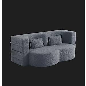 Tdewlye Folding Sofa Bed, Fold Out Futon Sofá Bed, Foldable Floor Couch Bed with Memory Foam, Convertible Full Sleeper Couch Bed, Stylish Lazy Sofa Bed for Living Room, Guest Room (Grey-k)