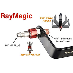 RayMagic Steel Pneumatic Tool Rafter Hook Hanger, Lightweight, Durable,Reusable Metal Organaizer Adjustable Easy Install Hooks with 1/4" Air Tool Swivel Fitting, for Air Nailer, 2-Piece