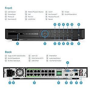 Amcrest 5Series 4K 32 Channel 16 Ports PoE NVR (Record 32CH 4K @30fps View/Playback 4CH 4K@30fps) Network Video Recorder (Hard Drive Not Included) NV5232E-16P