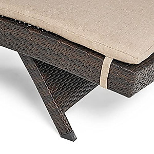 Christopher Knight Home Salem Outdoor Wicker Armed Chaise Lounge Cushions, 2-Pcs Set, Multibrown / Textured Beige