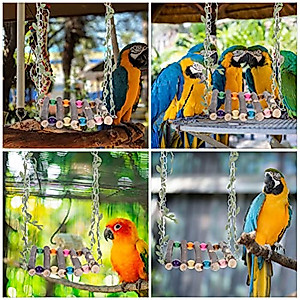 POPETPOP Bird Swing Perch Parrot Cage Hanging Toy Wooden Parrot Toy Wooden Cage Hammock Stands for Parakeets Cockatiels Conures Macaws Finches Accessory