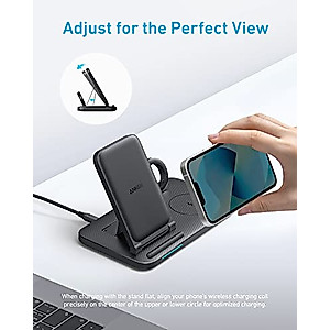 Anker Foldable 3-in-1 Wireless Charging Station with Adapter, 335 Wireless Charger, for iPhone 14 Series, AirPods Pro, Apple Watch Series 1-6 (Works with Original 1m/3.3ft USB-A Cable, Not Included)