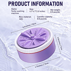 Menkxi Portable Washing Machine Turbine Mini Washing Machine for Travel College Apartment Room RV Washer Machine for Socks Underwear, with Suction Cups, 3 Speed Remote Control