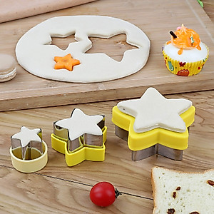 Star Cookie Cutters, Stainless Steel Star Shapes Baking Vegetable Shape Cutters, Mini & Medium & Large Star Cookie Cutters, Five-pointed Star Biscuit Molds，Vegetable Cutters Shapes Set for Kids Baking