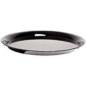 CheckMate Heavyweight Plastic Round Catering Tray with High Edge, 12-Inch Diameter, Black (25-Count)
