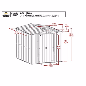 Arrow Classic Steel Storage Shed, 6x7, Flute Grey