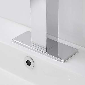 Greenspring 6 Inch Chrome Sink Hole Cover, 4" Hole Cover Deck Plate, Bathroom Faucet Deck Plate, Stainless Steel Square Escutcheon for Bathroom or Kitchen Single Hole Vanity Sink Faucet