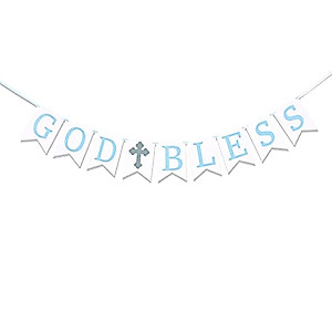 God Bless Banner - God Bless Banner Baptism，baby Shower Banner for Girl/boy，baptism Banner，first Communion Banner，banner for Baby Shower Photo Prop Party Decorations
