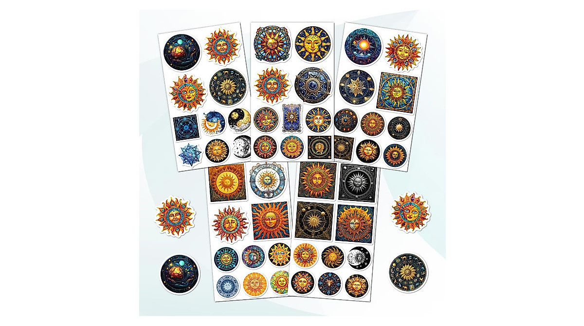 50 Pcs Aesthetic Sun and Moon Waterproof Stickers