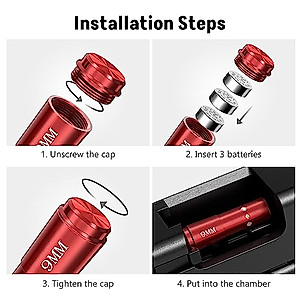 MidTen Bore Sight Laser 9mm Red Dot Boresighter with 2 Sets of Batteries