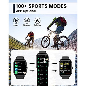 Smart Watch for Men Women, Answer Make Call, Alexa Built-in, 1.8" Touch Screen Fitness Tracker for iphone Android with 100+ Sport Modes, Heart Rate Blood Oxygen Sleep Monitor, IP68 Waterproof watch