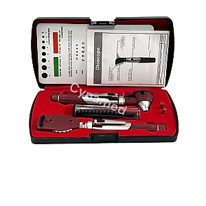 Premium Double Handle Otoscope Set -Otoscope/Great for School -Cynamed (BURGUNDY)