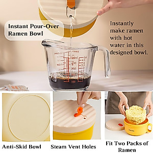 AI LOVE PEACE Microwave Ramen Bowl Microwavable Noodle Cooker with Lid for Dorm Room Essentials Instant Ramen Maker - BPA Free Microwave Safe Soup Bowls - Gifts for College Freshmen,Holiday Gift