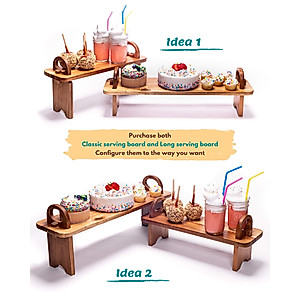 SPEShh Acacia Wood Serving Board on Stand – Contemporary Raised Wooden Serving Platter – Elegant Hand-Finished Home Décor Counter Shelf Organizer & Cheese Charcuterie Boards - 16.5 x 5.5 x 6.7 inches