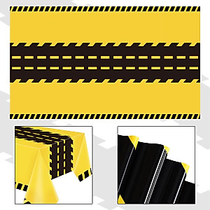 Dvaorc 4 Pack Construction Party Tablecloths Rectangle Construction Table Covers Dump Truck Birthday Table Cloth for Kids Boys Birthday Construction Birthday Party Supplies 51 x 86 Inch