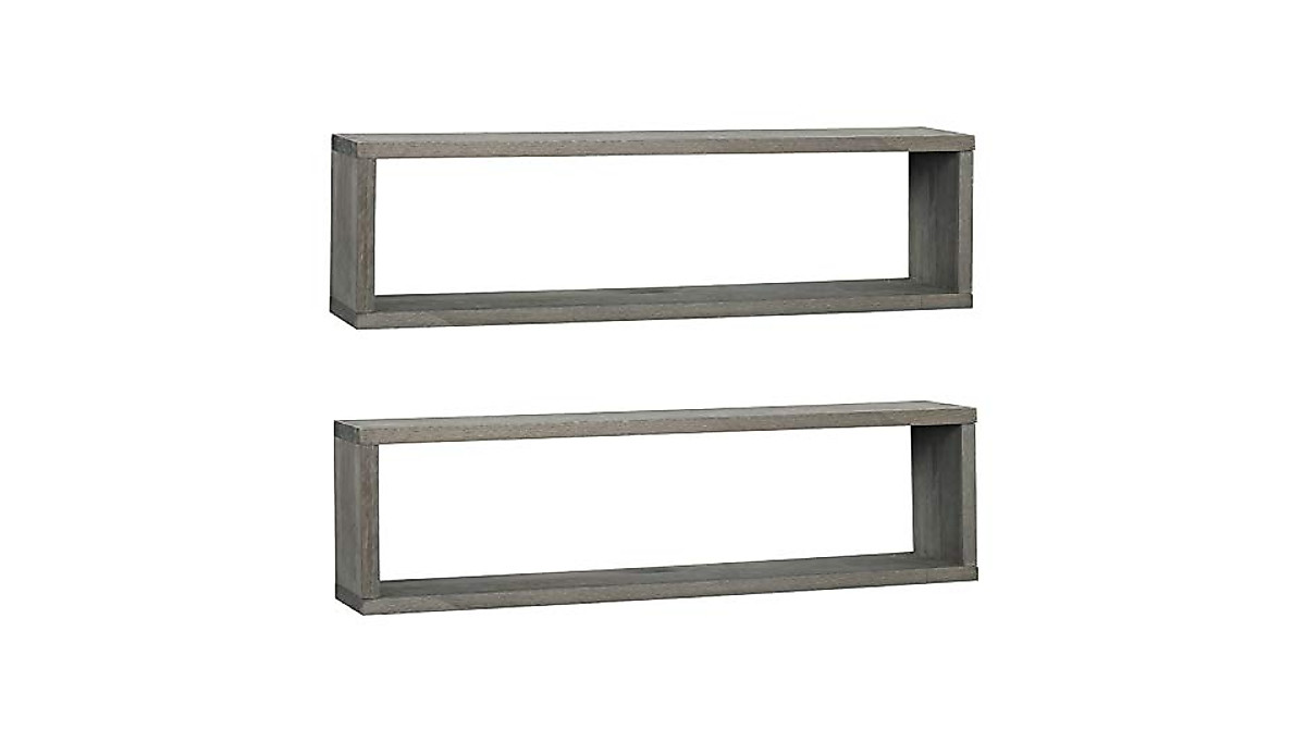 Rustic Gray Wall Mounted Cubby Shelves - Set of 2