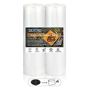 SEATAO Vacuum Sealer Bags，11“ X 60' Rolls 2 Pack for Food Saver, Seal a Meal, Bpa Free,commercial Grade, Great for Vac Storage, Meal Prep or Sous Vide